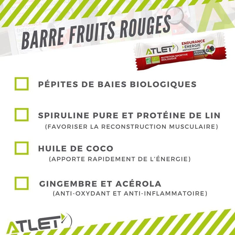 Barre Endurance bio ATLET - Fruits Rouges - Sport Orthèse Barre Endurance bio ATLET - Fruits Rouges - Sport Orthèse